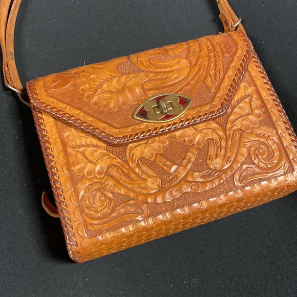Bags | Stunning Vintage Hand Tooled Leather Bag Very Detailed Excellent ...